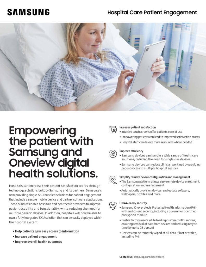 Samsung offers Interactive Patient Care solution bundle - Oneview ...
